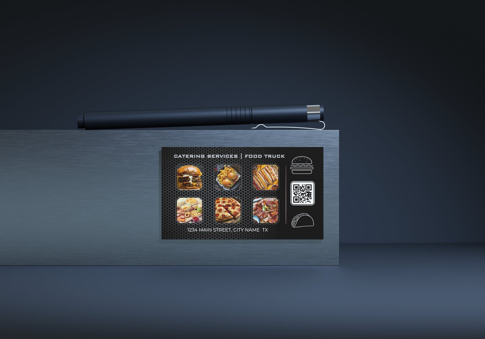 Editable Business Card for Food Truck or Catering - Edit in Canva ...