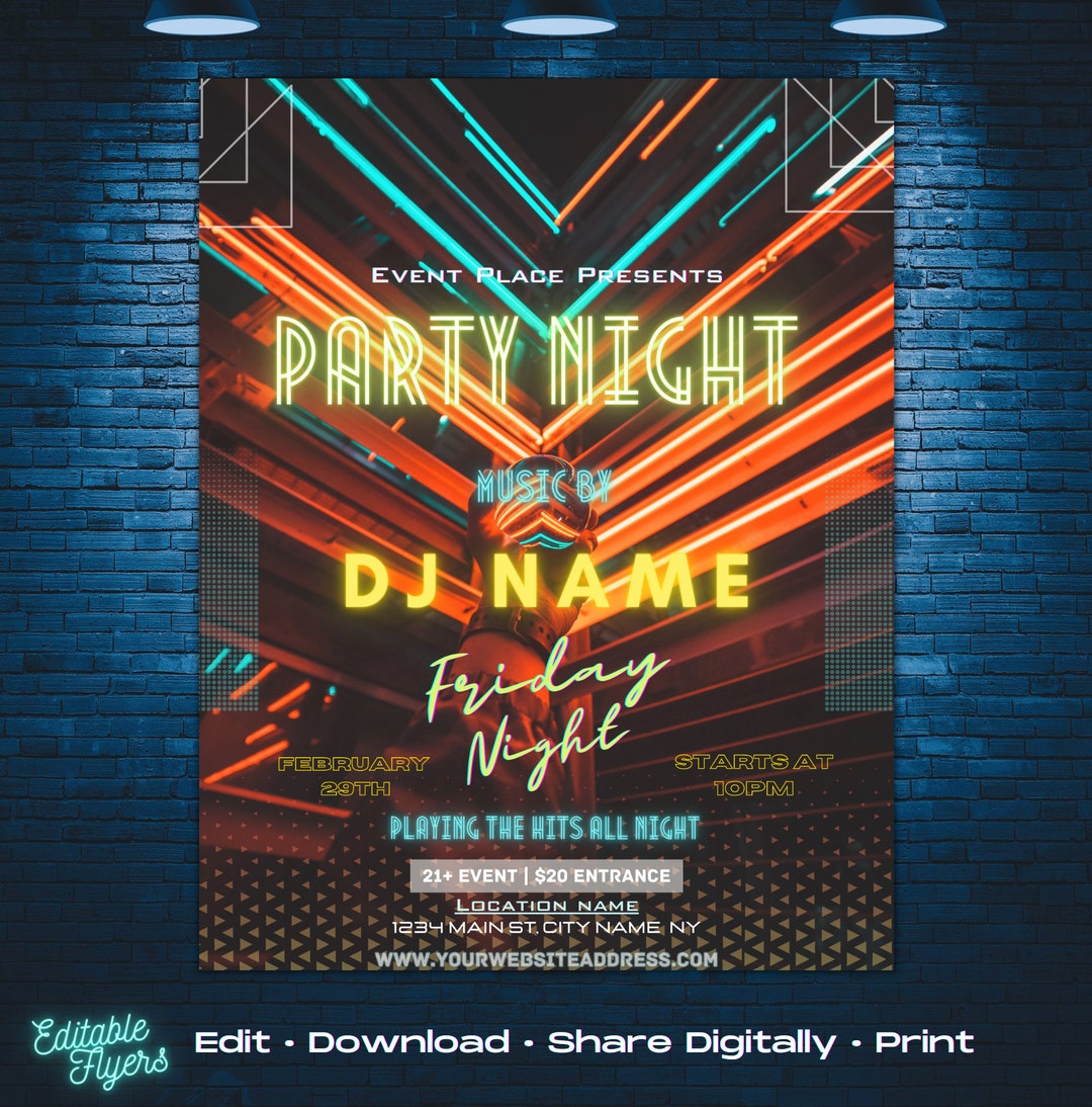 EDITABLE Party Flyer - DJ Flyer, Party Flyer, Club Flyer - Edit in ...