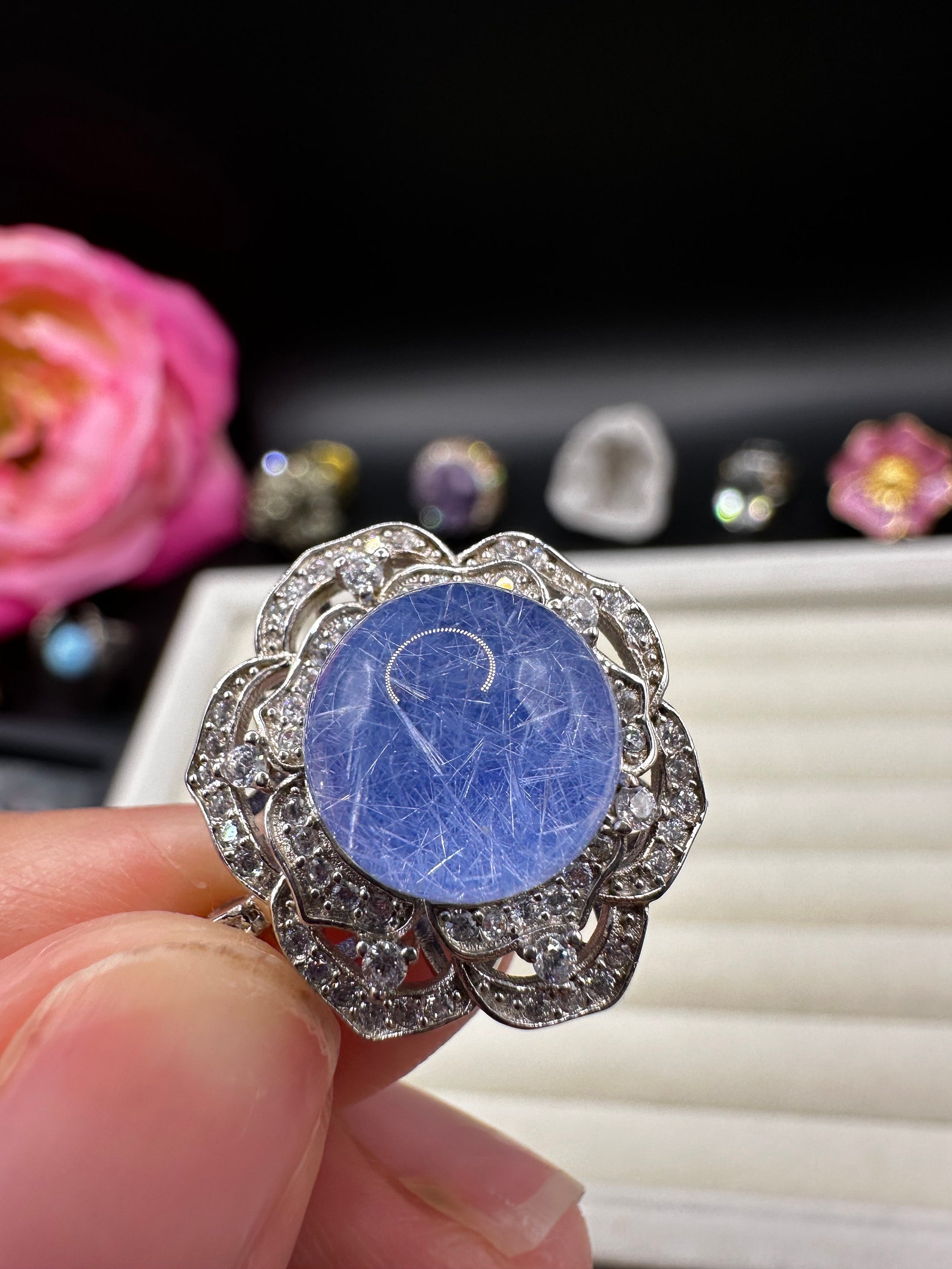 Natural Blue Dumortierite Ring/ Pendant, 925 Sterling Silver. - Etsy