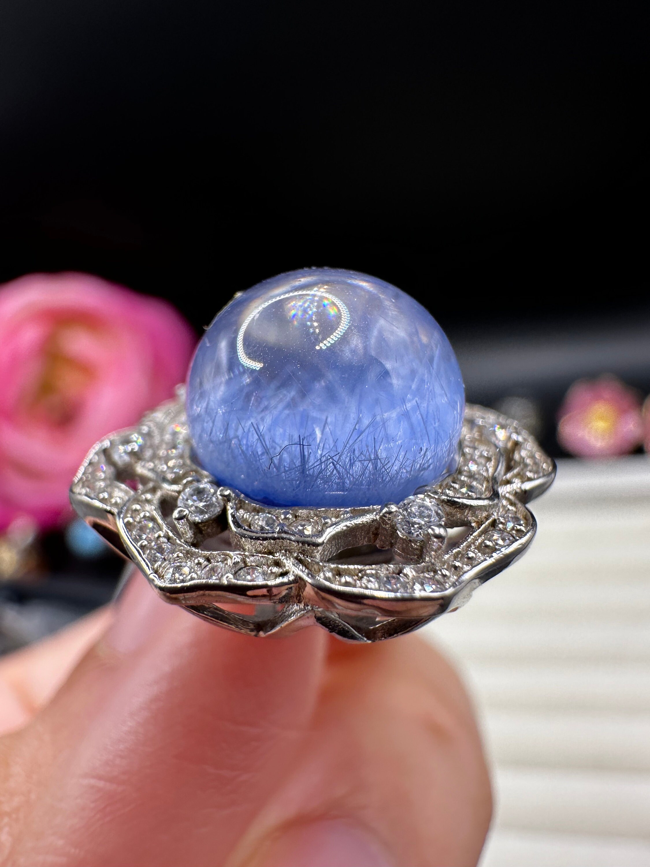 Natural Blue Dumortierite Ring/ Pendant, 925 Sterling Silver. - Etsy