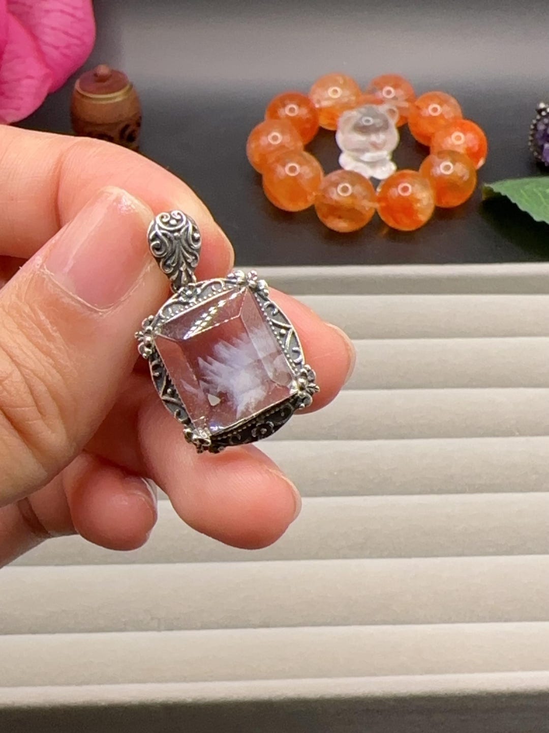 Blue Needle Quartz 925s Pendant - Etsy