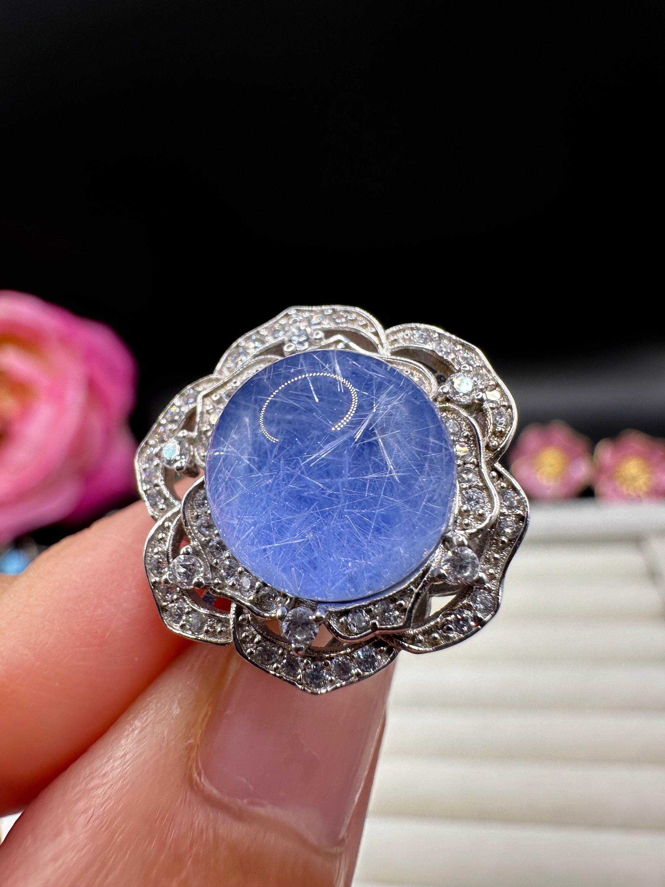 Natural Blue Dumortierite Ring/ Pendant, 925 Sterling Silver. - Etsy