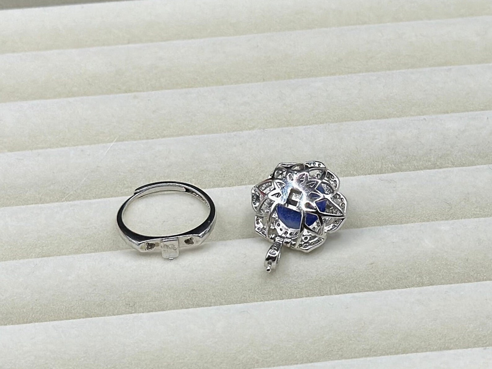 Natural Blue Dumortierite Ring/ Pendant, 925 Sterling Silver. - Etsy