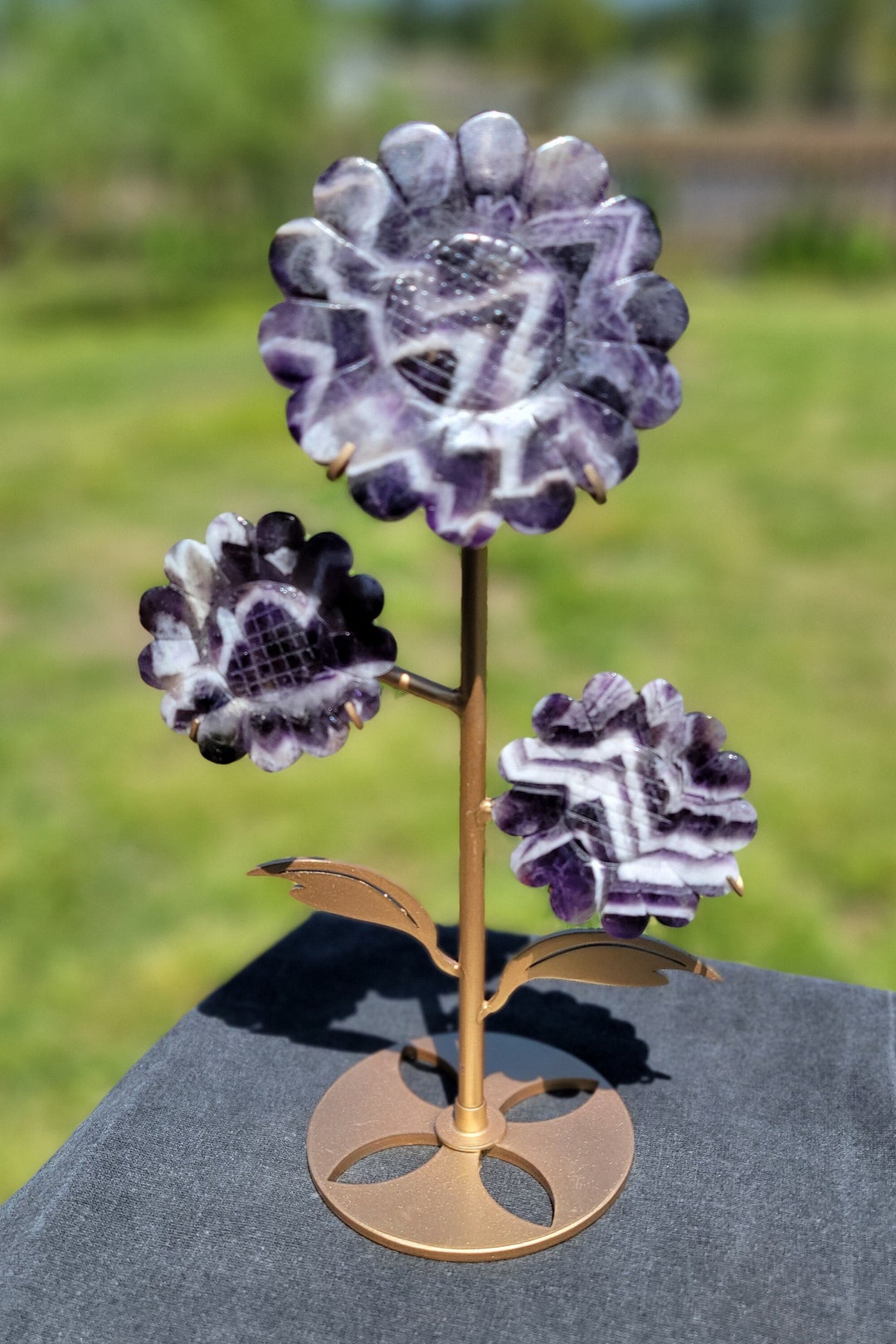 Dream Amethyst Crystal Triple Sunflower - Etsy