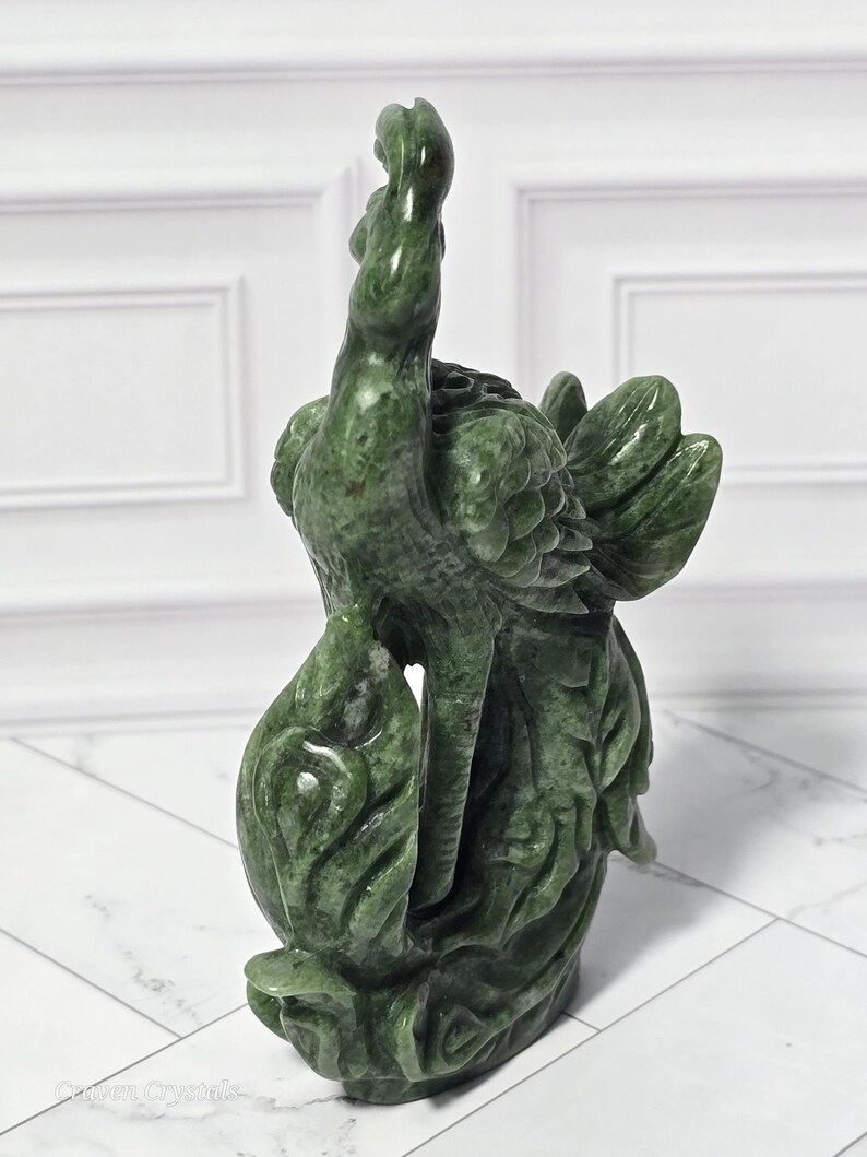 Green Serpentine Jade Phoenix Crystal Carving - Etsy