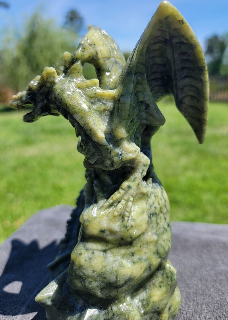 Green Serpentine Jade Crystal Dragon - Etsy