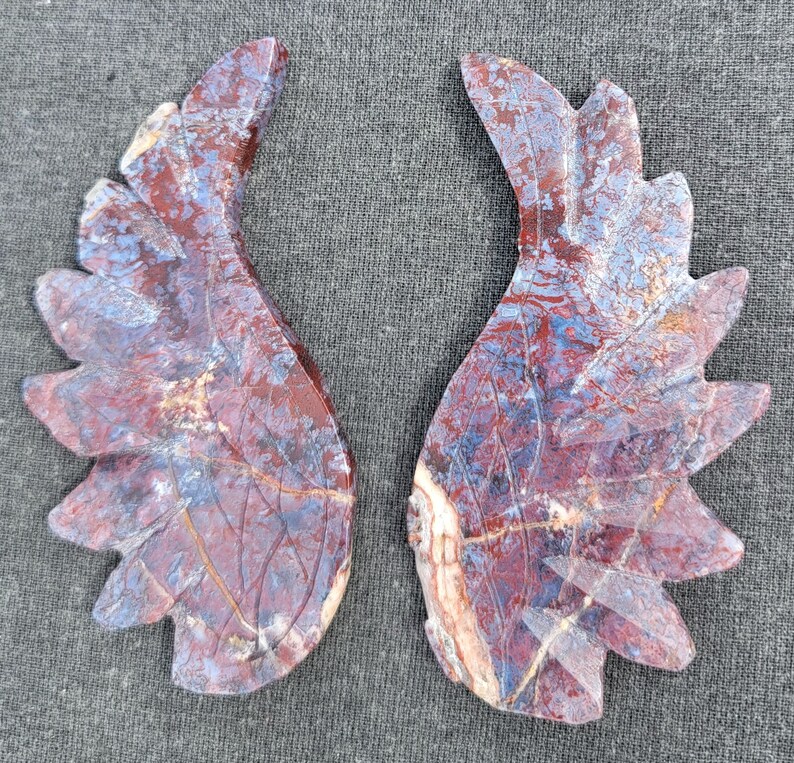 Red Plume Agate Crystal Bird Wings - Etsy