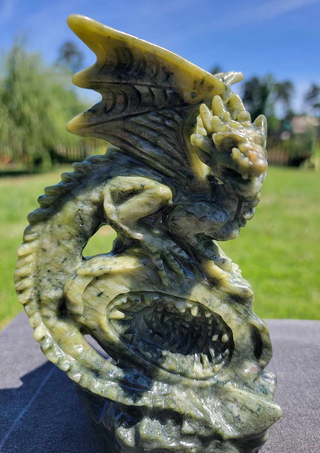 Green Serpentine Jade Crystal Dragon - Etsy