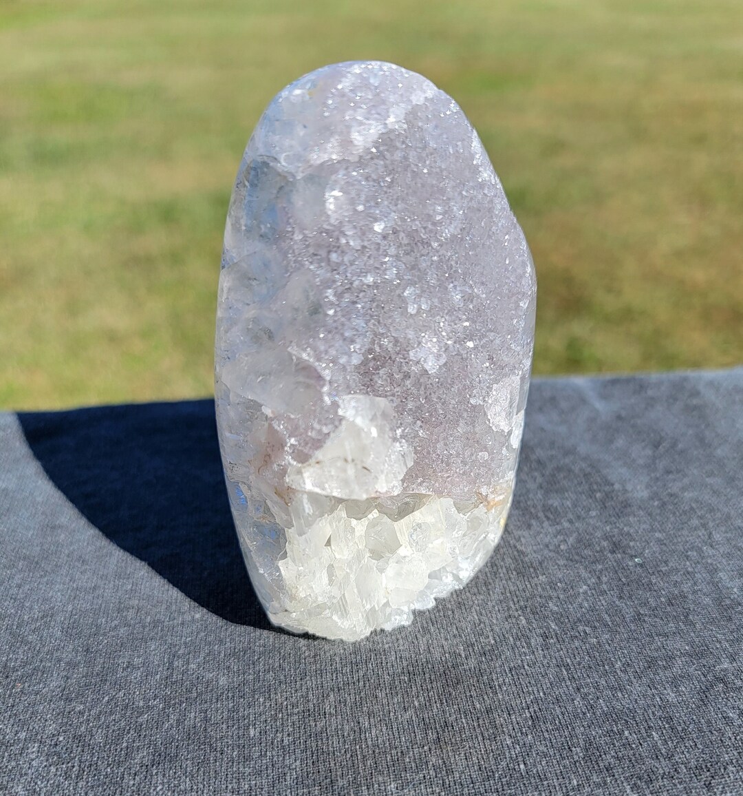 Lavender Gray Amethyst Crystal Geode With Selenite - Etsy