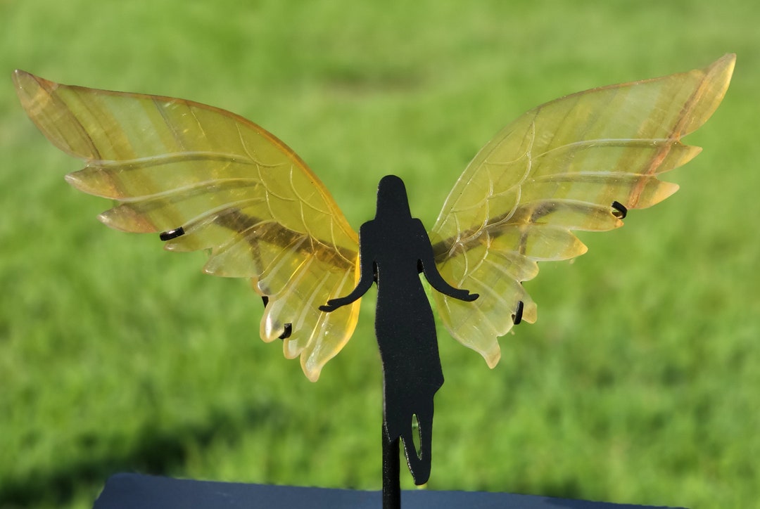 Yellow Fluorite Crystal Angel Wings - Etsy