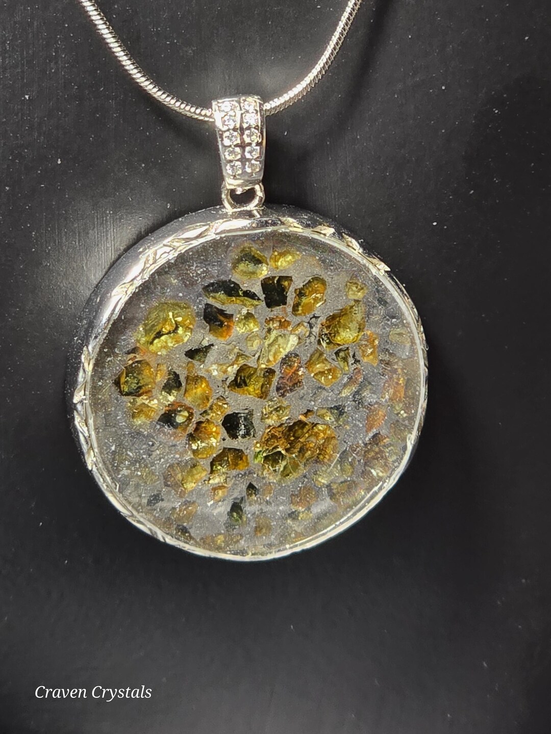 Pallasite Peridot Meteorite Sterling Silver Pendant - Etsy