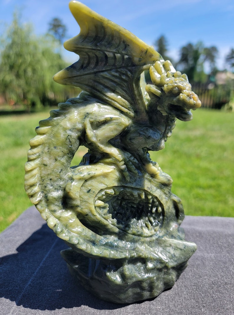 Green Serpentine Jade Crystal Dragon - Etsy
