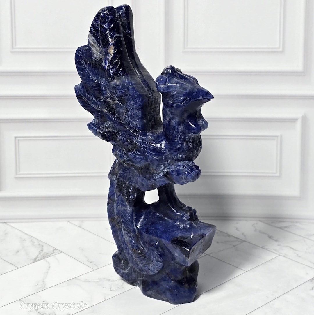Sodalite Crystal Phoenix Carving - Etsy