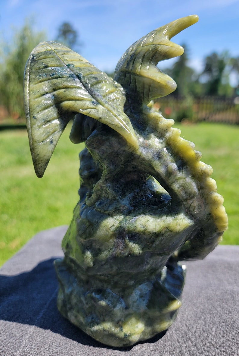 Green Serpentine Jade Crystal Dragon - Etsy