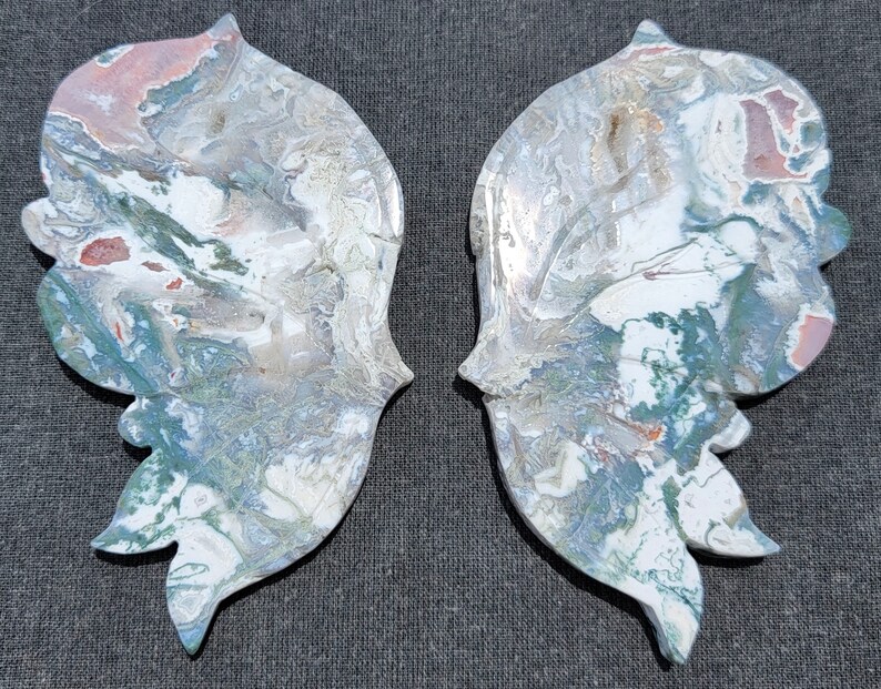 Pink Moss Agate Crystal Butterfly Wings - Etsy