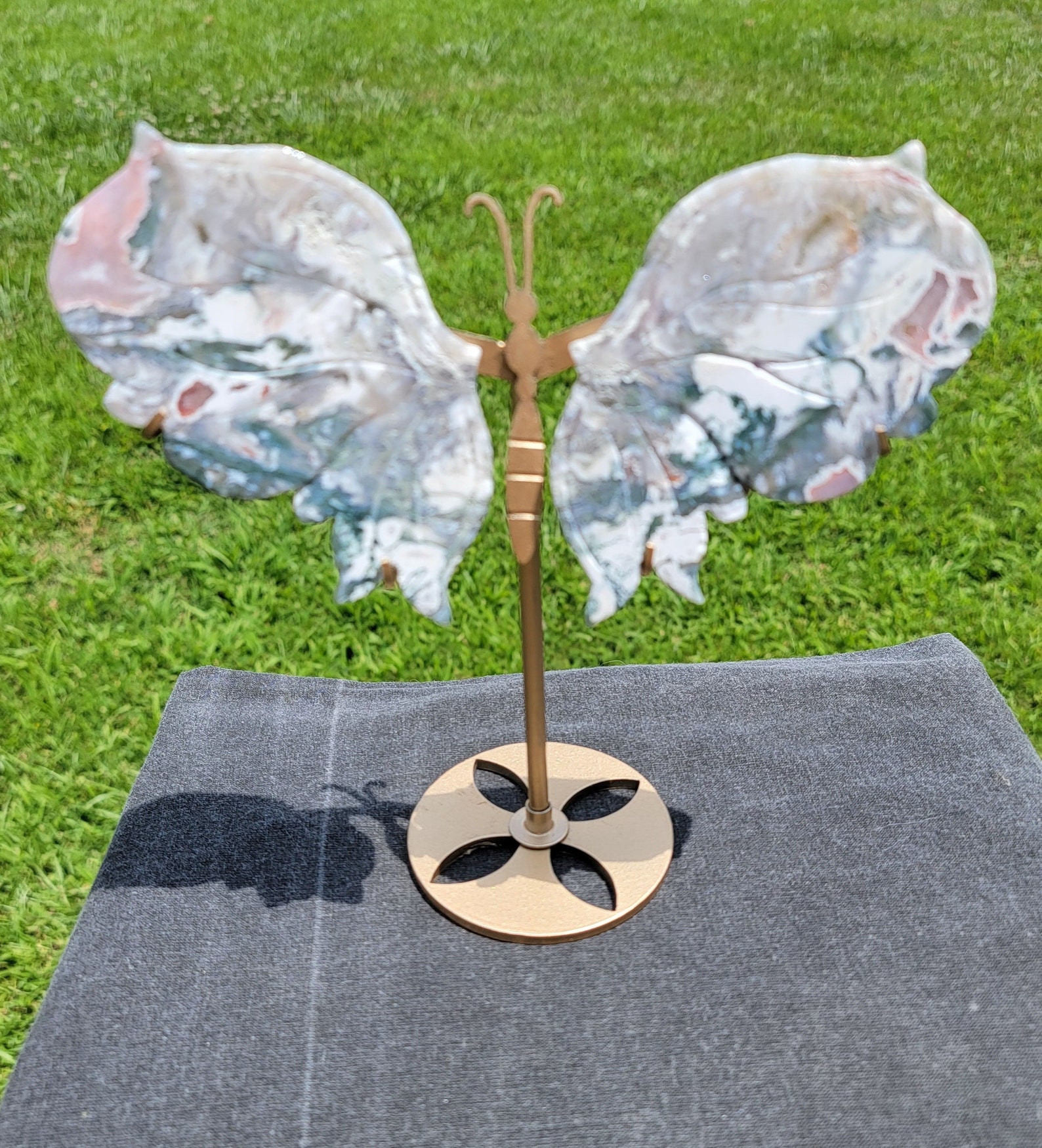 Pink Moss Agate Crystal Butterfly Wings - Etsy
