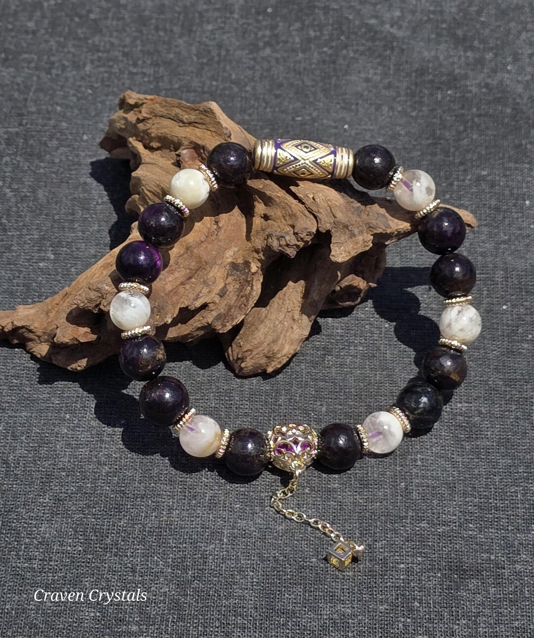 Purpurite & Snow Phantom Custom Crystal Bracelet ~ Phantom Express - Etsy