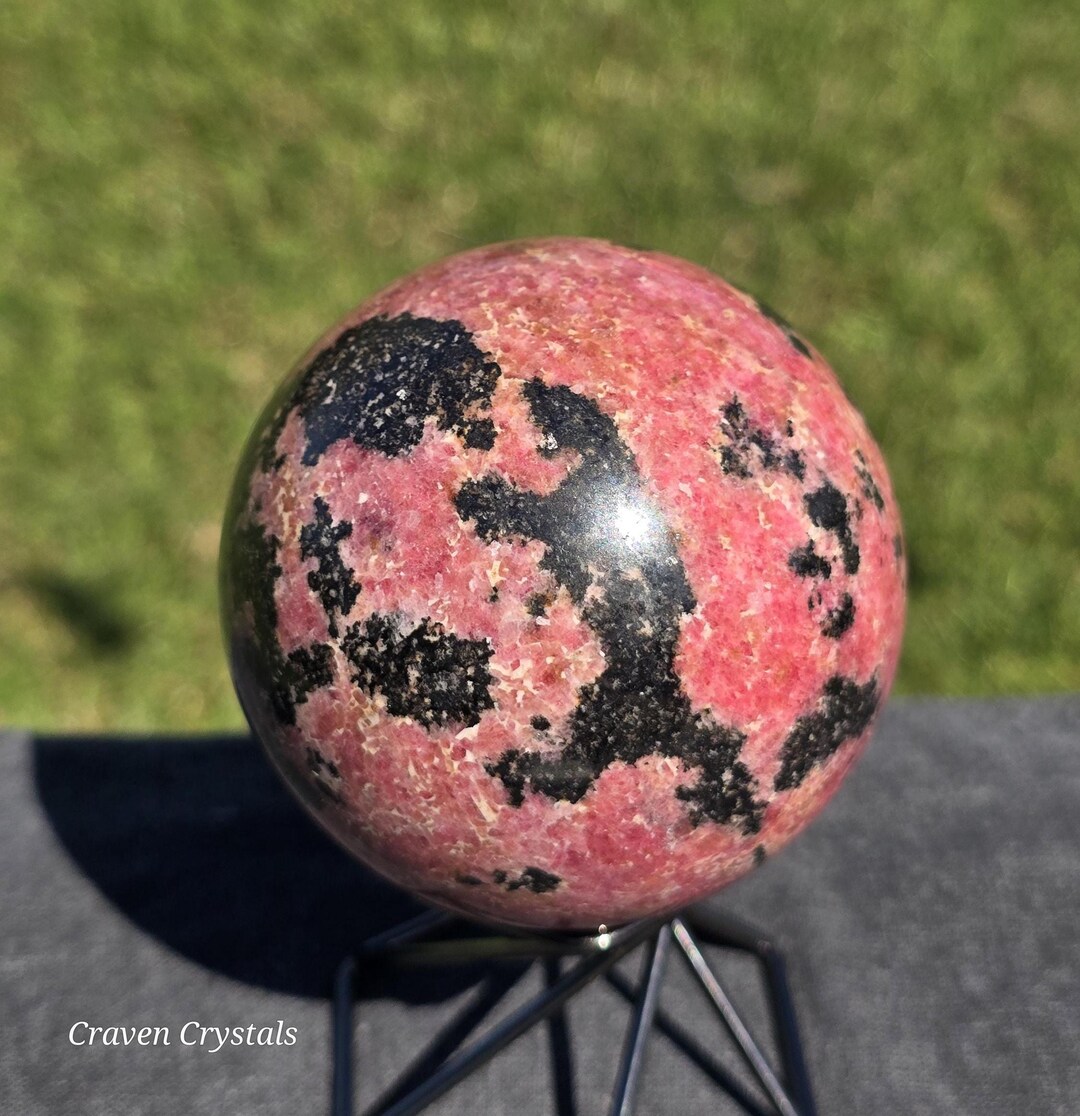 Rhodonite Crystal Sphere - Etsy