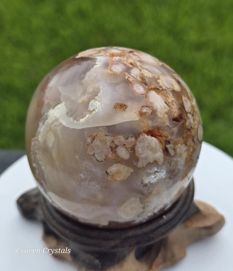 Flower Agate Crystal Sphere - Etsy