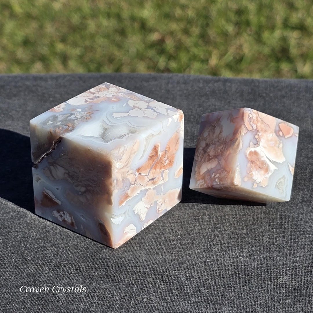 Pink Cotton Candy Agate Crystal Cube - Etsy