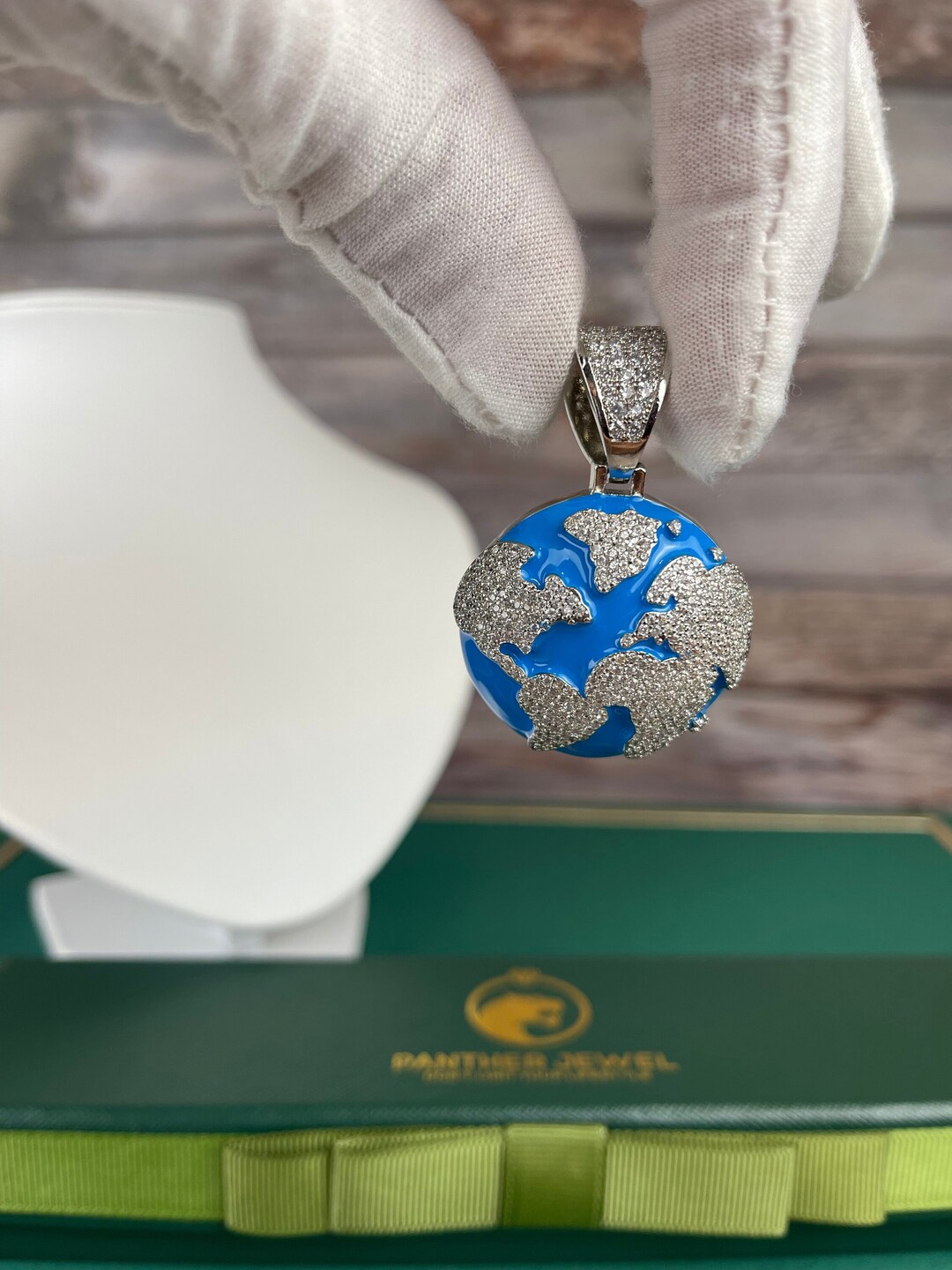 Earth Bling World Map Pendant Silver Plated Fully Iced Out Jewelry Hip ...
