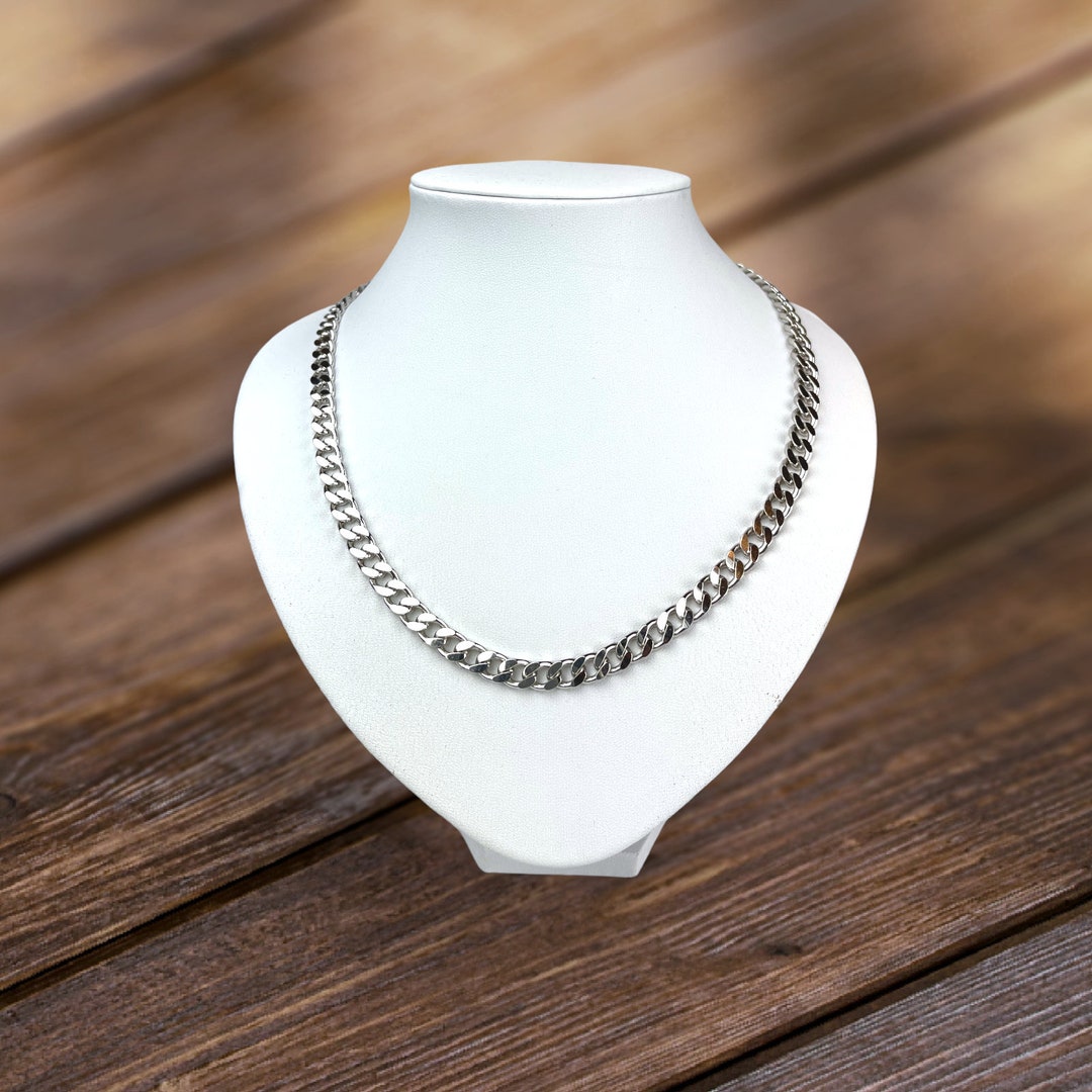 Heavy Sterling Silver 7mm 55gram Chunky Miami Cuban Chain 22 Inch S925 ...