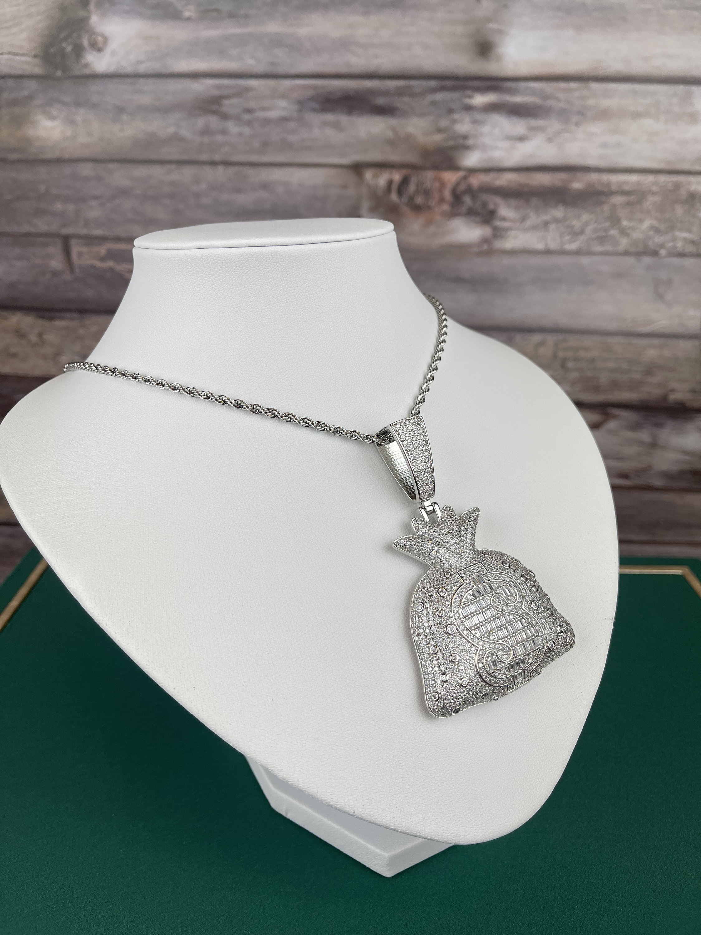 Money Bag Bling Pendant Fully Iced Out Cubic Zirconia Silver - Etsy