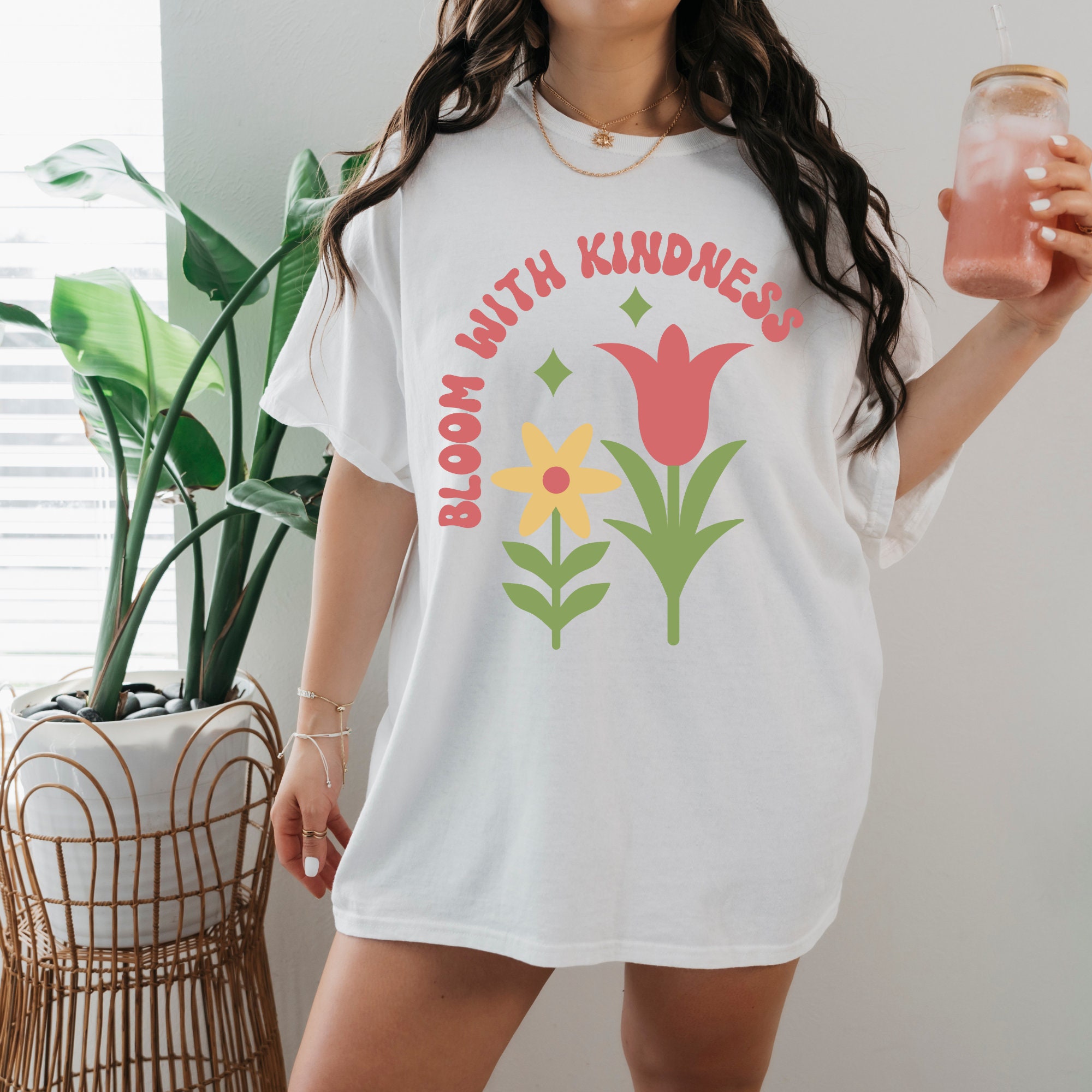 Vsco Tshirt Vsco Girl Bloom With Kindness Shirt Cute for Women Spring ...