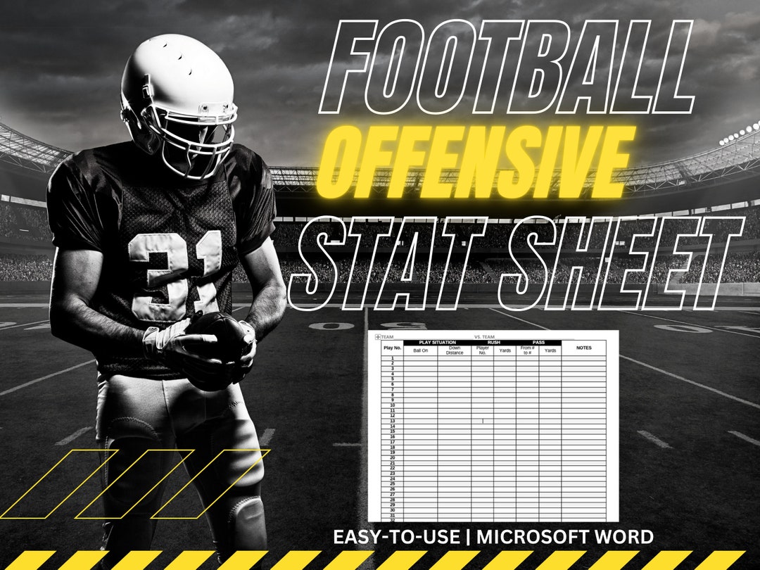 Football Team Offensive Statistics Sheet Microsoft Word Individual ...