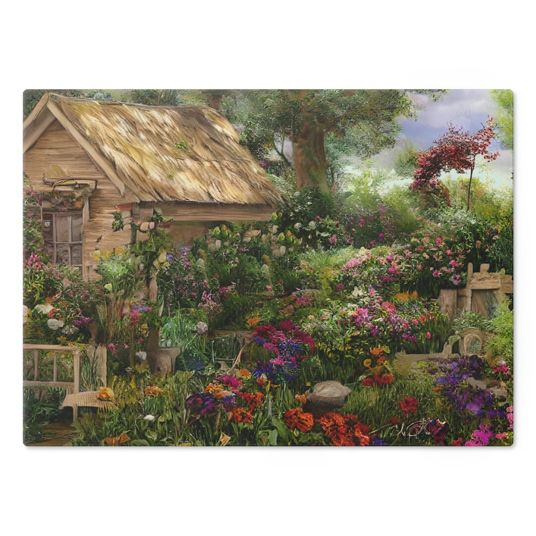 Cottage Cutting Board | Cottagecore Cutting Board | Decorative Tempered ...