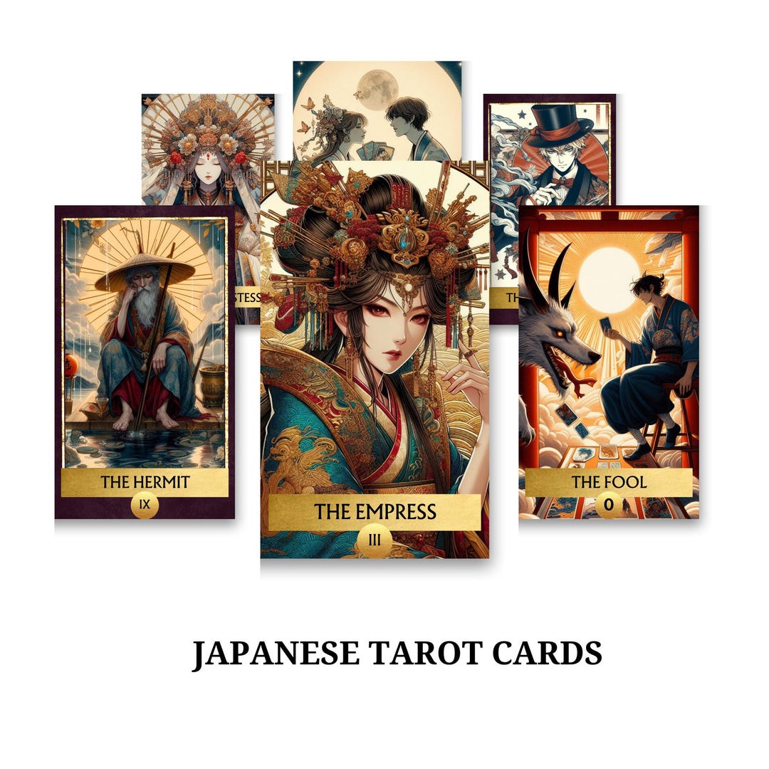 Japanese Tarot Deck Digital Download Printable Tarot Cards Spiritual ...