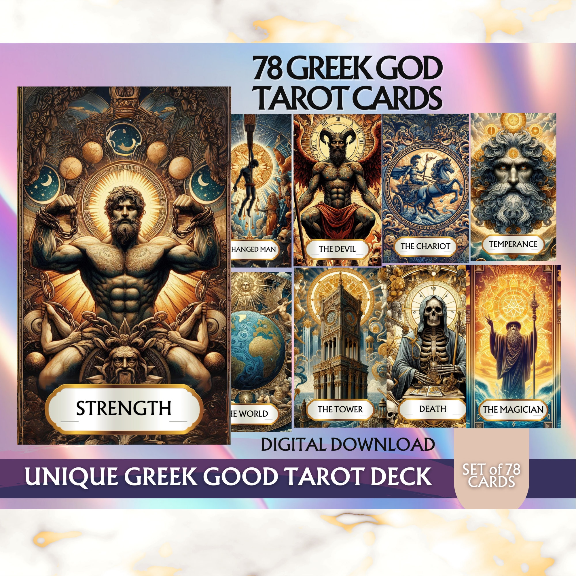 Digital Tarot Deck Mega Bundle, 5 in 1 Tarot Deck Bundle, Printable ...