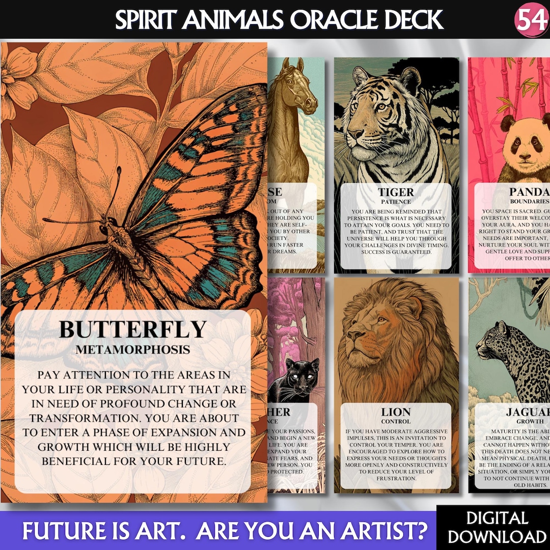 Spirit Animals Oracle Cards Deck Digital Oracle Deck 54 Animals Tarot ...