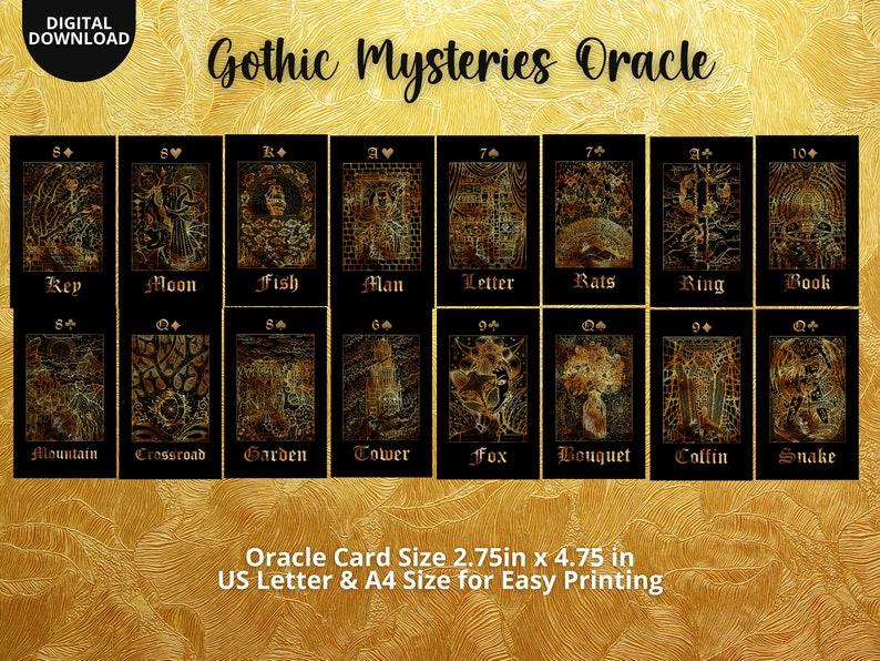 Printable Lenormand Gothic Mysteries Deck Oracle Cards Digital - Etsy