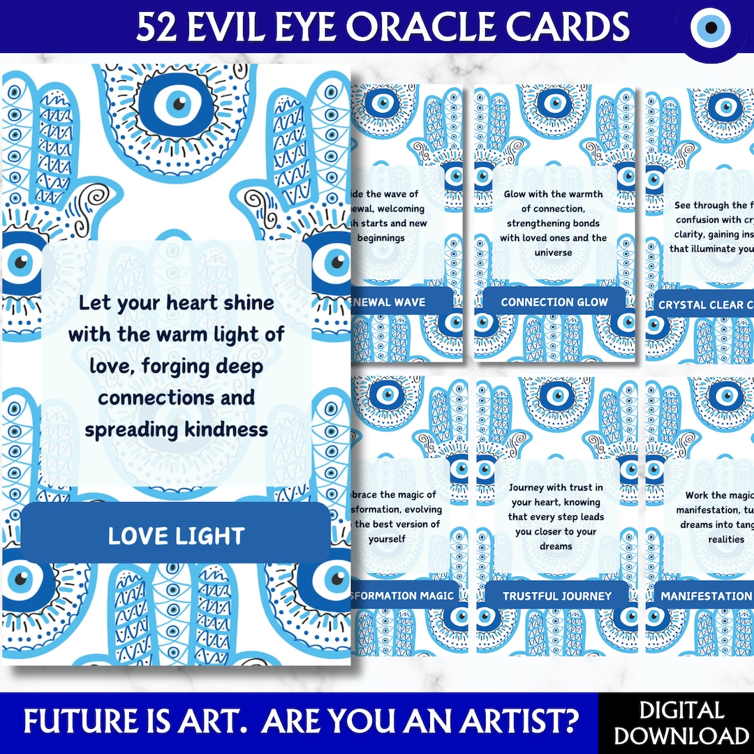 Evil Eye Oracle Digital Deck of 52 Cards, Protect Your Energy Wisdom ...