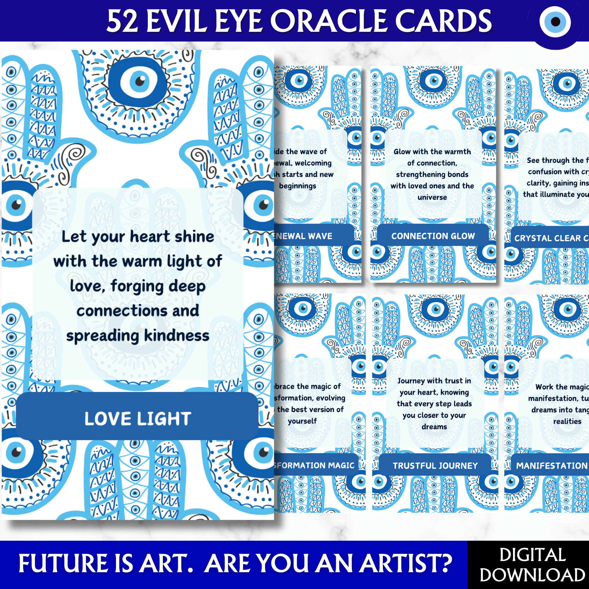 Evil Eye Oracle Digital Deck of 52 Cards, Protect Your Energy Wisdom ...