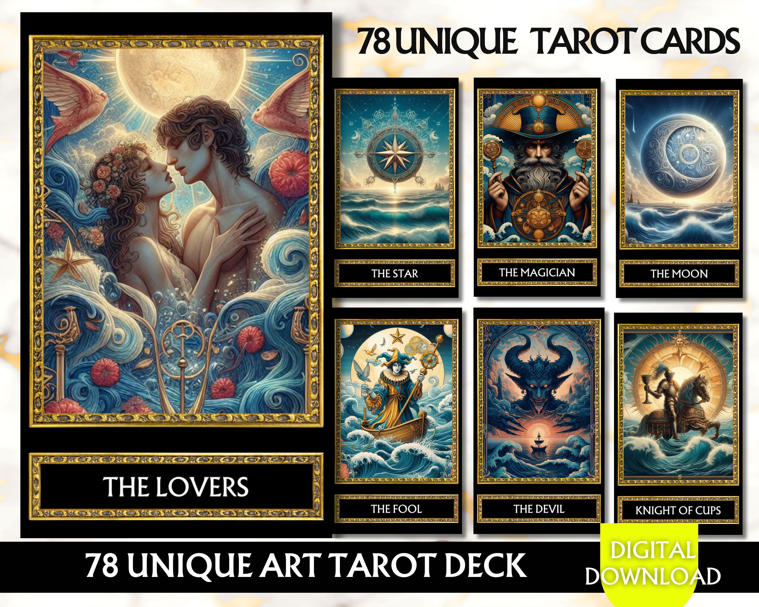 78 Printable Ocean Wave Tarot Cards Deck Digital Tarot Cards Deck Pdf ...