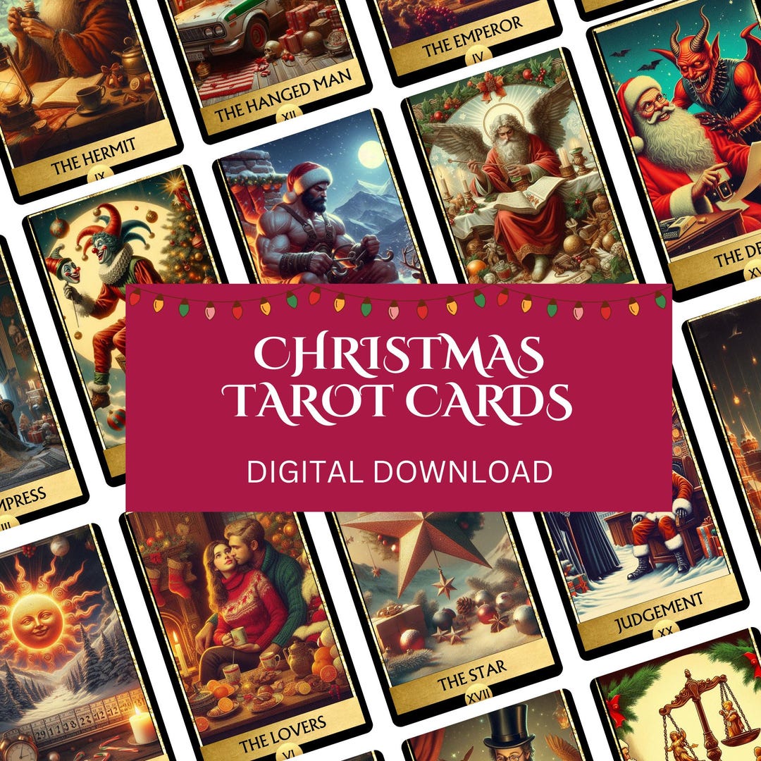 Digital Christmas Tarot Deck 78 Tarot Cards Printable Retro Christmas ...