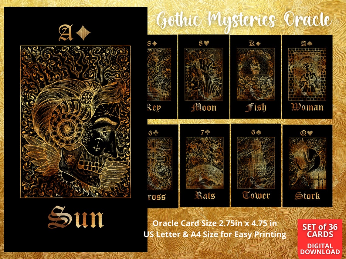 Printable Lenormand Gothic Mysteries Deck Oracle Cards Digital - Etsy