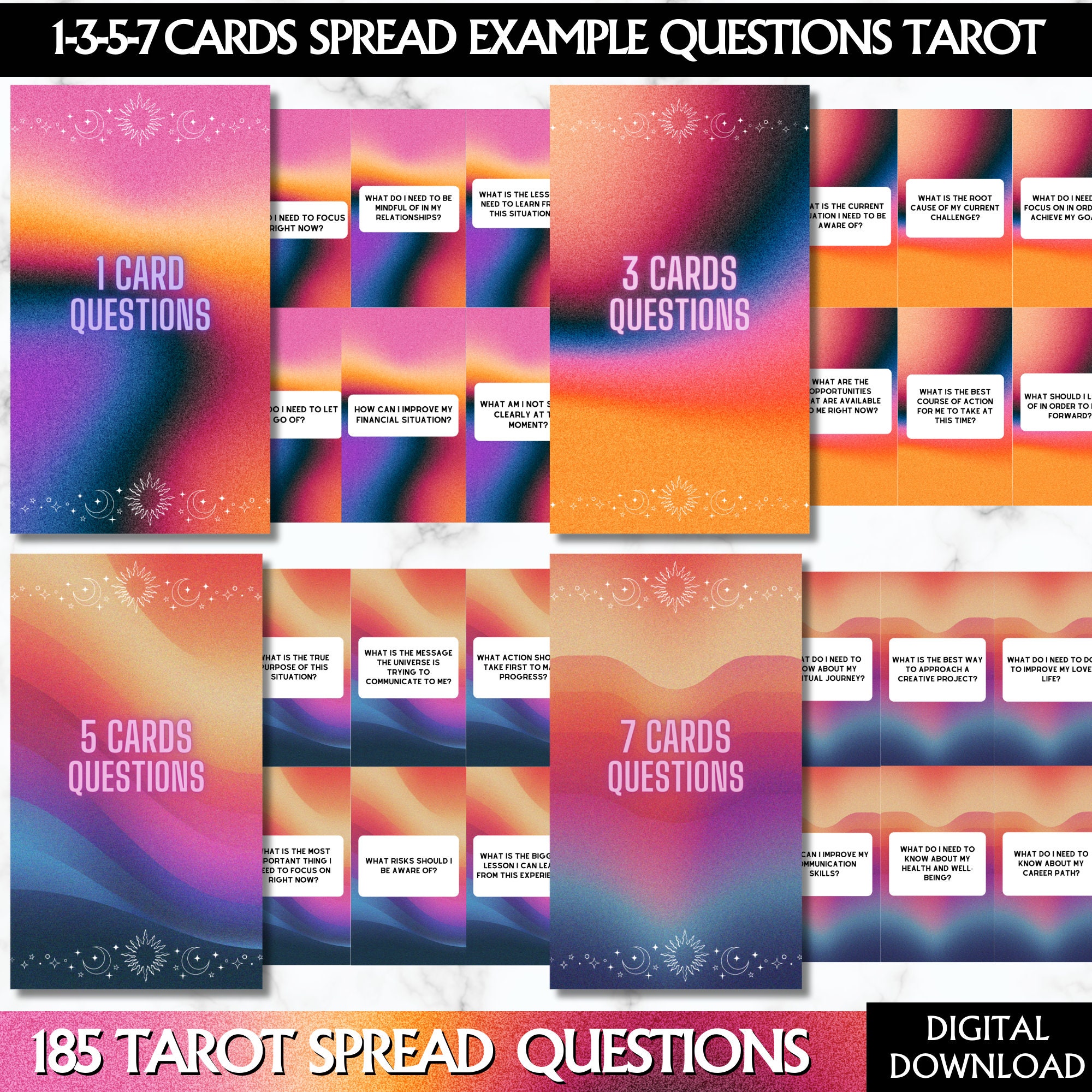 Tarot Spreads Questions Bundle Tarot Cards Questions Tarot Reading ...