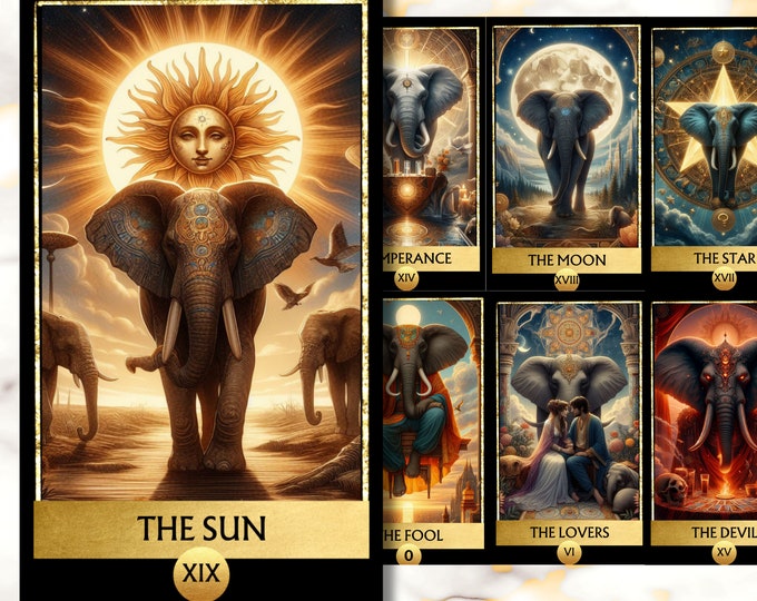 22 Major Arcana Tarot Cards Elephant Tarot Deck Digital African Tarot ...