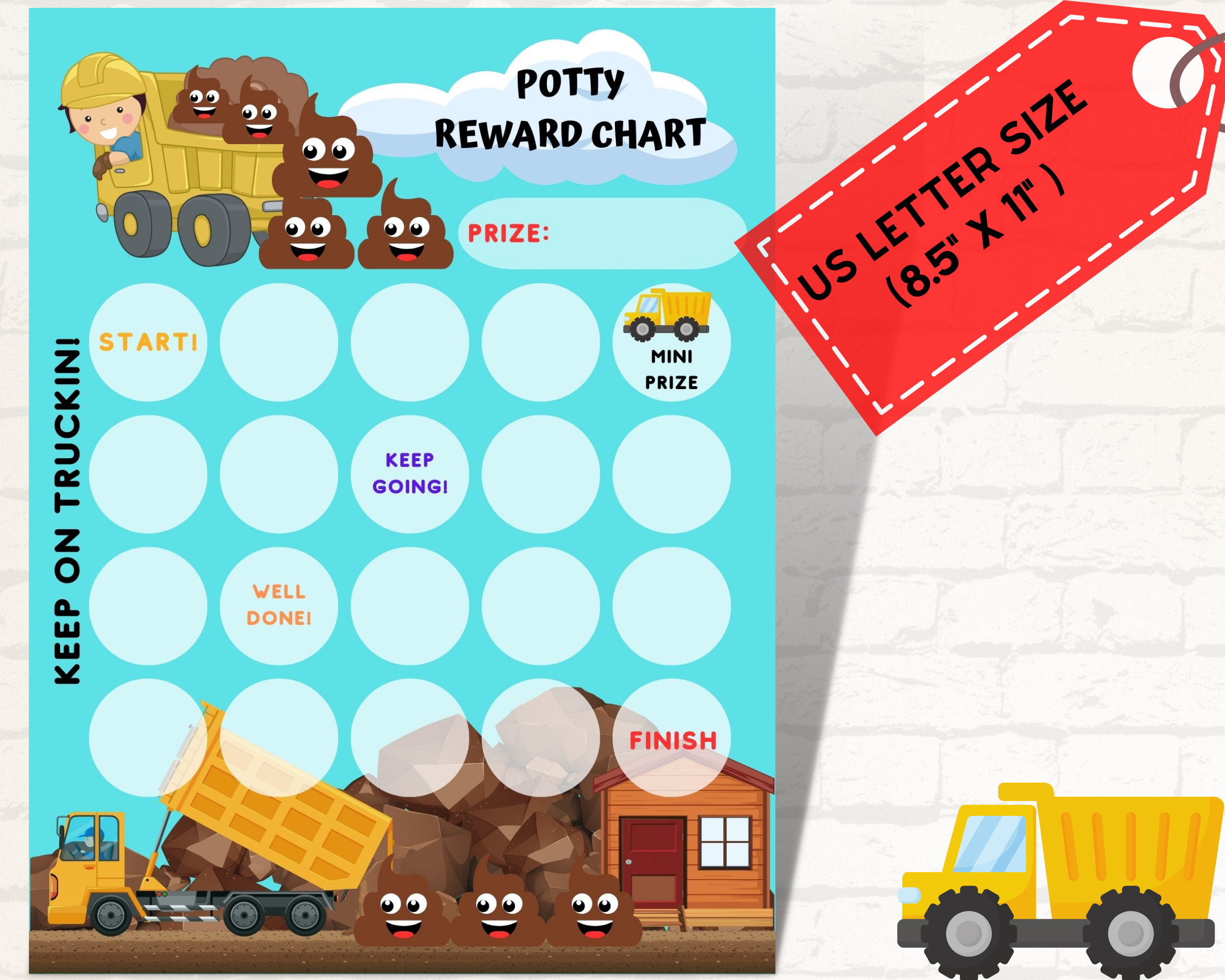 Buy Printable Dump Truck Potty Reward Chart Boys Potty Training Online ...