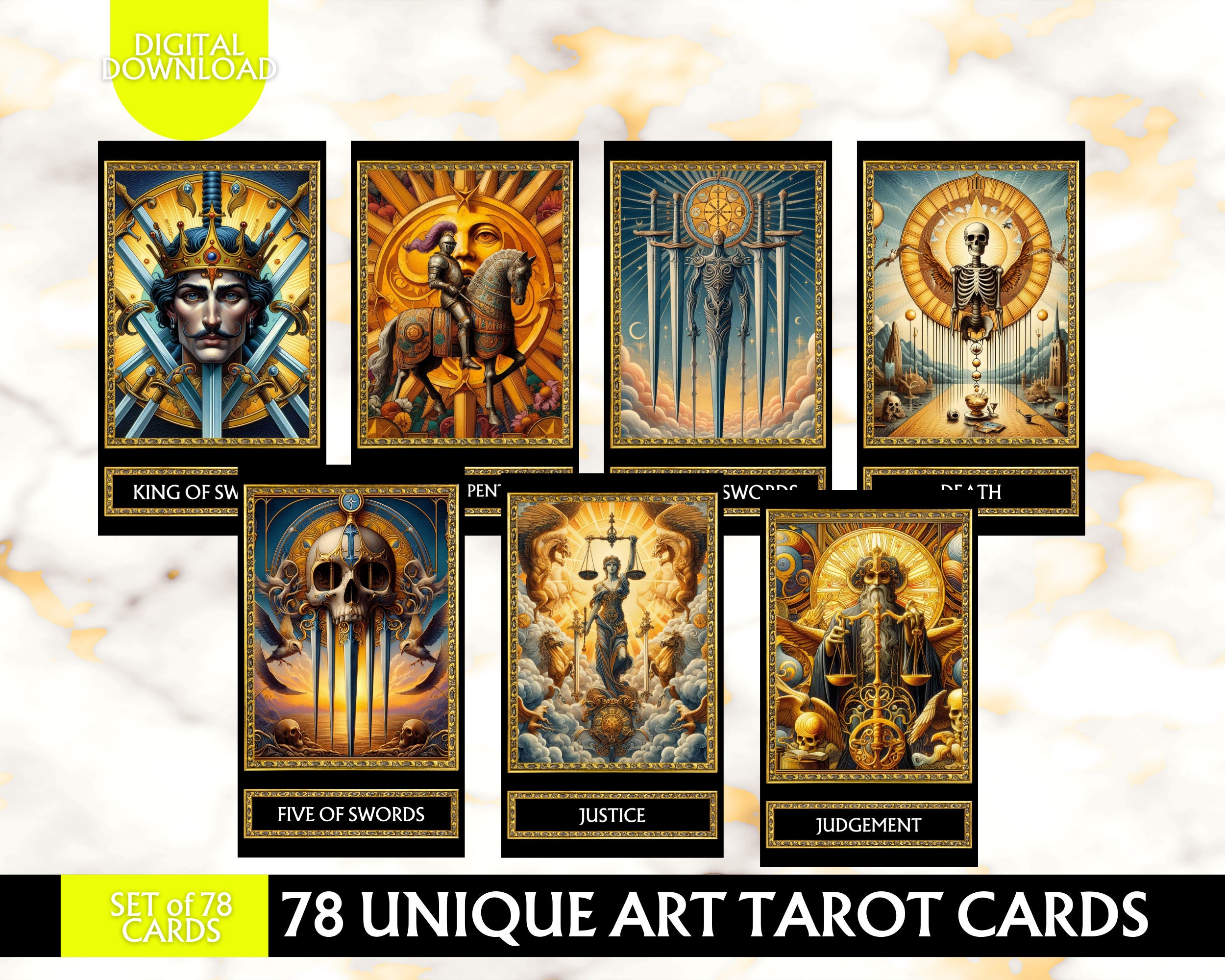 78 Unique Artistic Tarot Cards Deck Digital Tarot Cards Deck Pdf Tarot ...