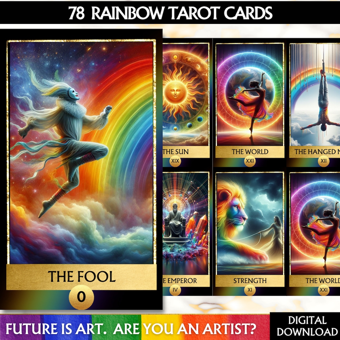Rainbow 78 Tarot Cards Deck Love Tarot Deck Digital Tarot Deck ...