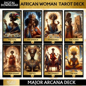 African Woman 22 Major Arcana Tarot Cards, Printable Tarot Deck Digital ...