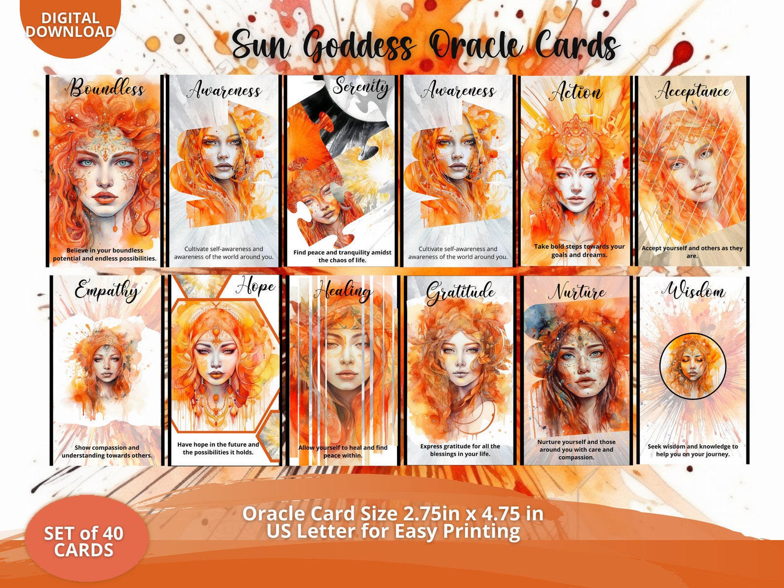 Printable Fairy Oracle Cards Deck Digital Tarot Cards Deck Guide Book ...