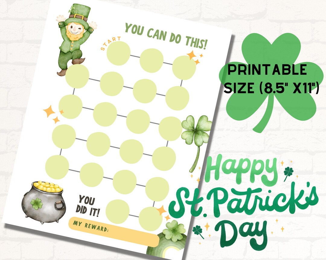 Printable St. Patrick's Day Reward Chart Toddler Saint - Etsy