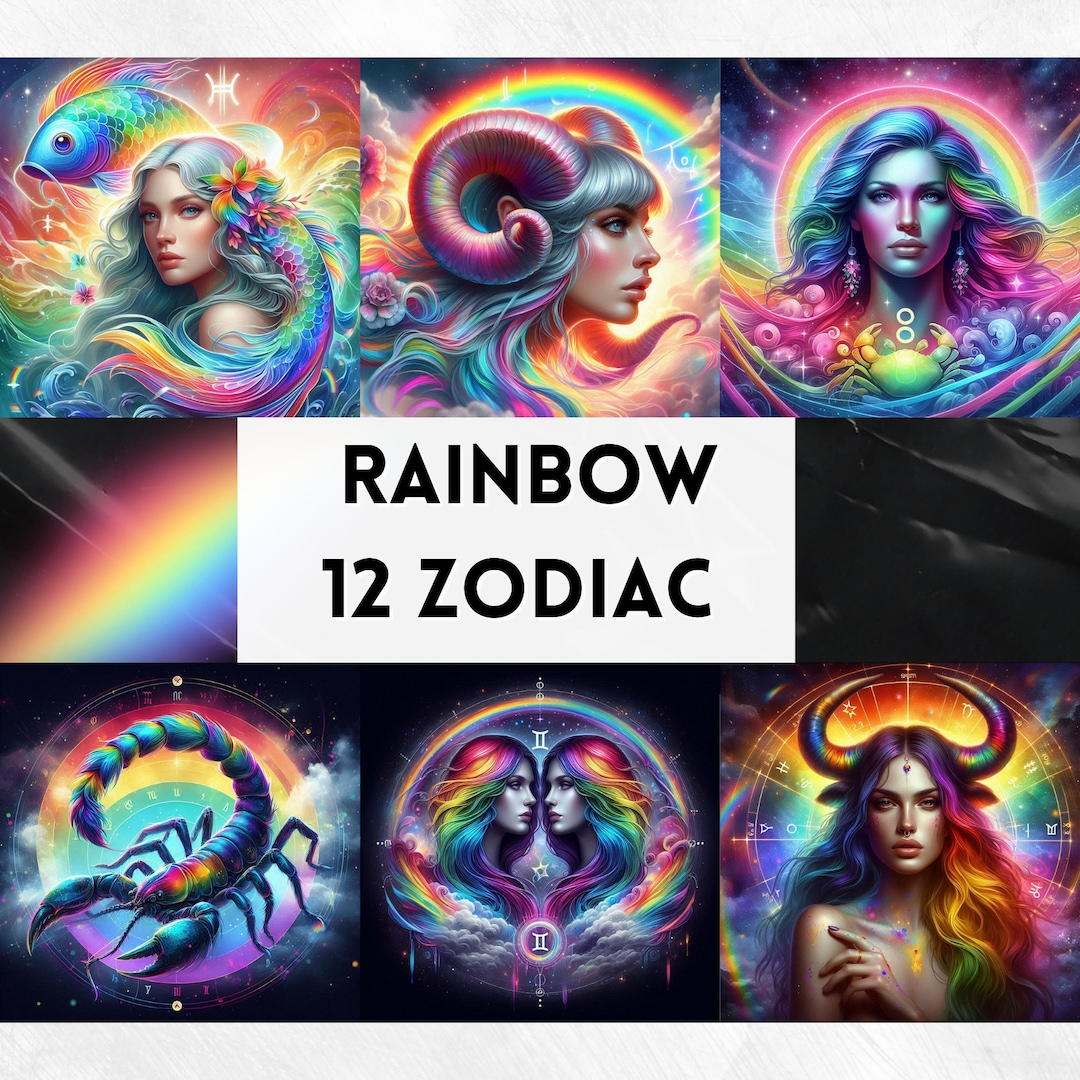 Rainbow Zodiac Png Bundle Pride Zodiac Collection Zodiac Sublimations ...