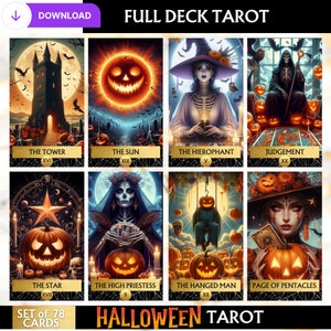 Halloween 78 Tarot Cards, Printable Tarot Deck Halloween Tarot Cards ...