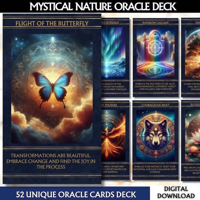 Mystical Nature Oracle Digital Deck of 52 Nature-inspired Cards, Wisdom ...